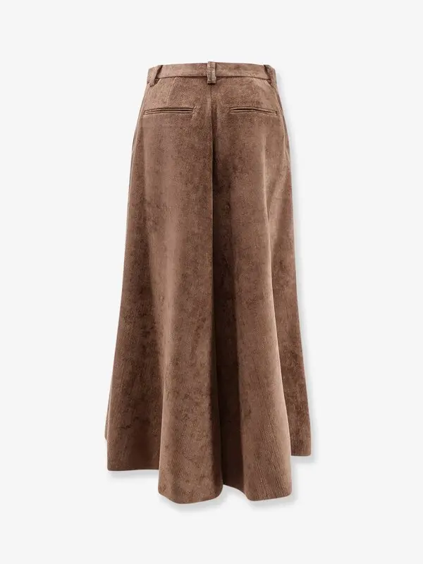 Brunello Cucinelli Velvet Flared Skirt With Monili Detail