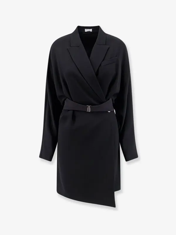 Brunello Cucinelli Chemisier Dress With Tuxedo-style Band