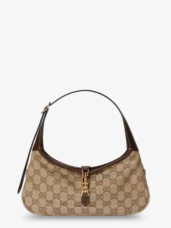 Gucci Jackie Slim Gg Fabric And Leather Shoulder Bag - Beige