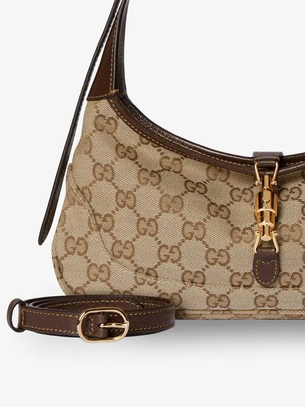 Gucci Jackie Slim Gg Fabric And Leather Shoulder Bag