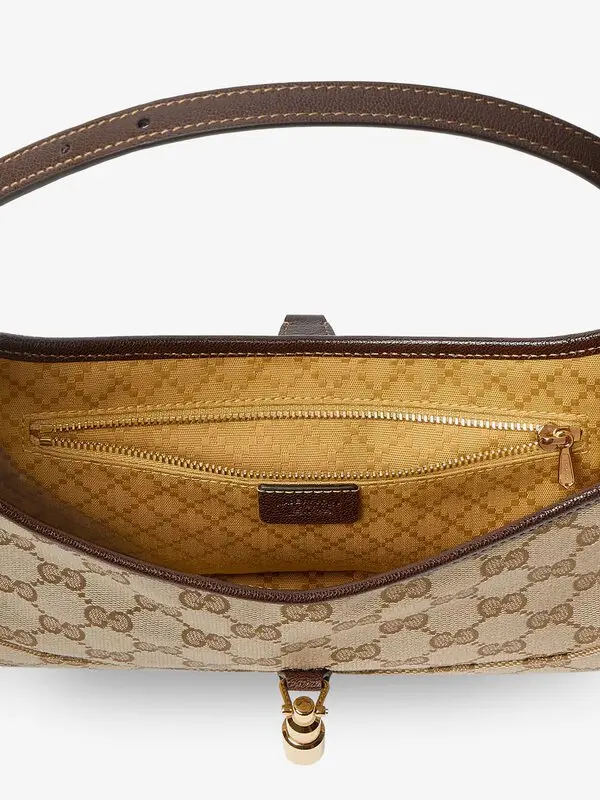 Gucci Jackie Slim Gg Fabric And Leather Shoulder Bag