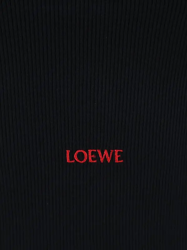 Loewe Cotton Allover Logo Lettering Embroidery Tank Top - Black