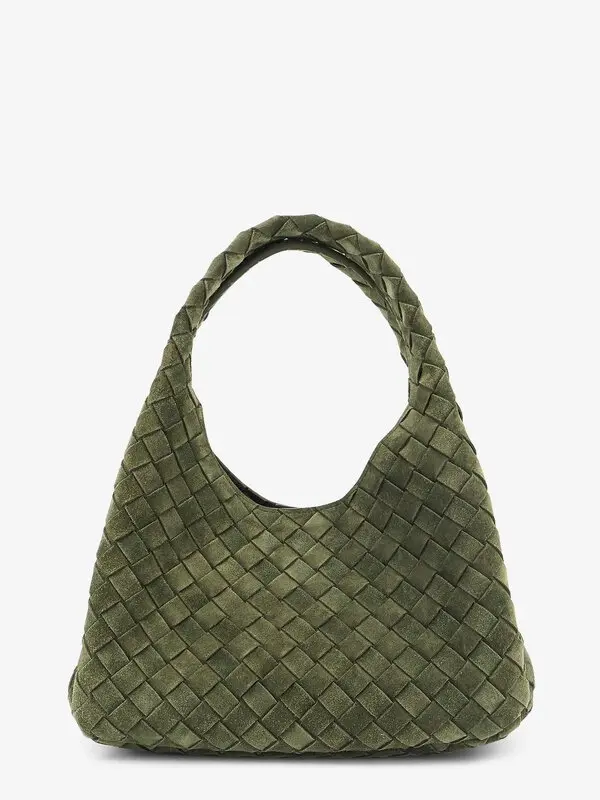 Bottega Veneta Intrecciato Suede Shoulder Bag - Green