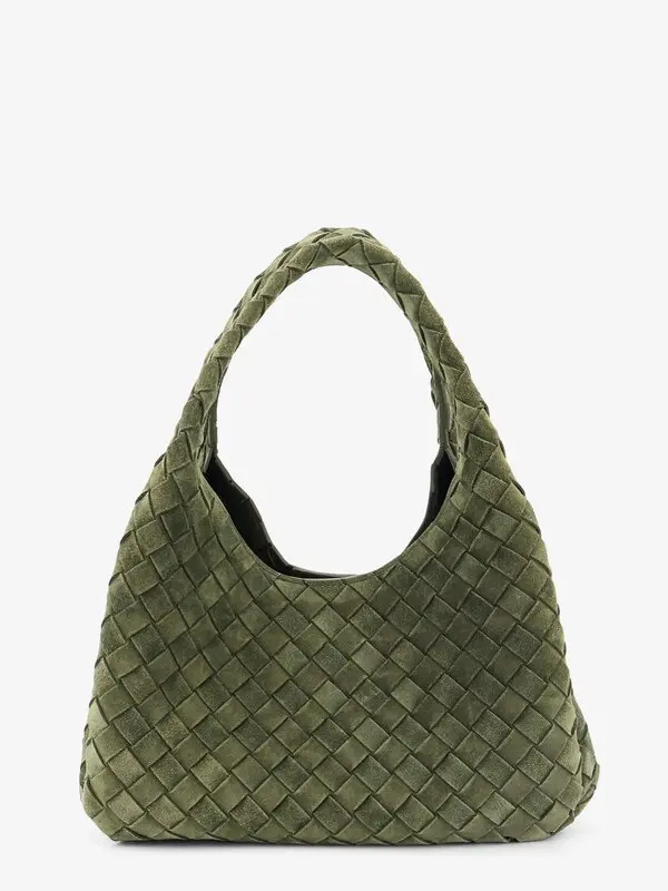 Bottega Veneta Intrecciato Suede Shoulder Bag - Green