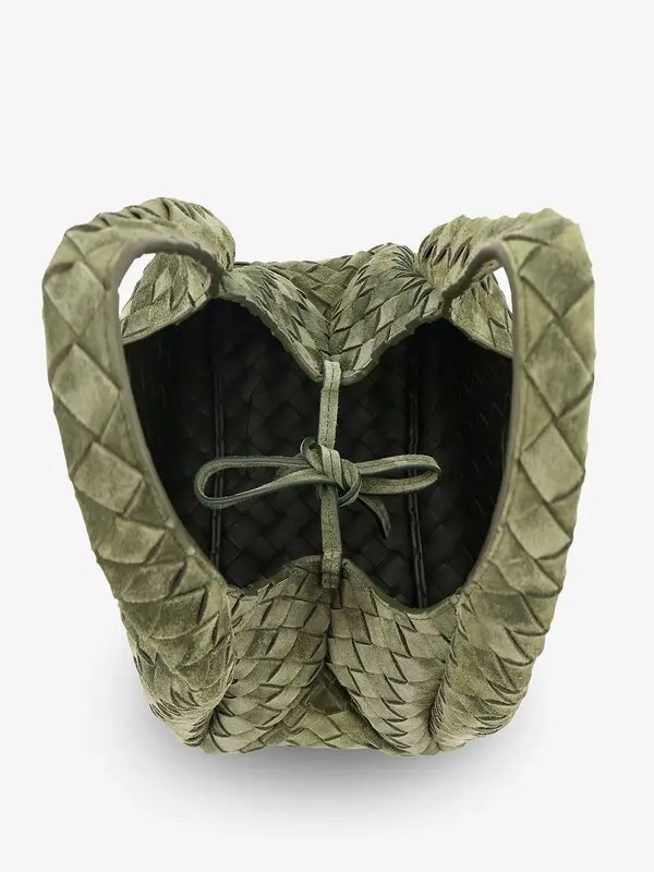 Bottega Veneta Intrecciato Suede Shoulder Bag - Green