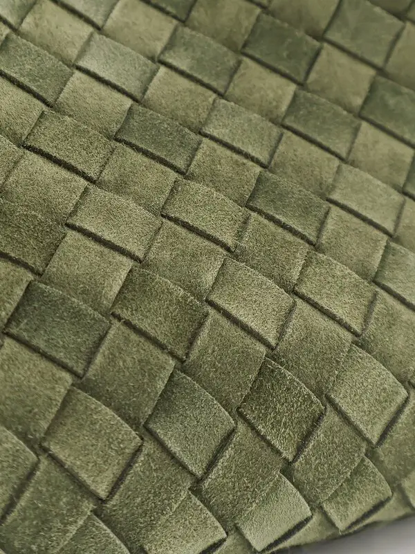 Bottega Veneta Intrecciato Suede Shoulder Bag - Green