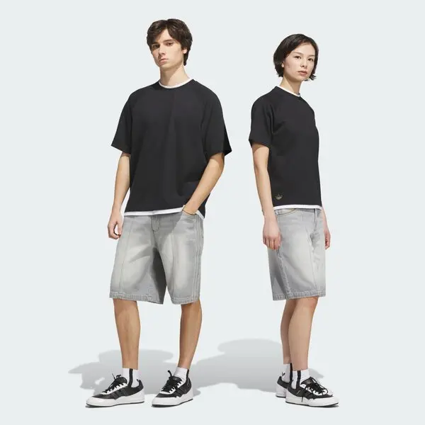 Adidas Skateboarding X Tyshawn Washed Denim Shorts Grey - Grey Two