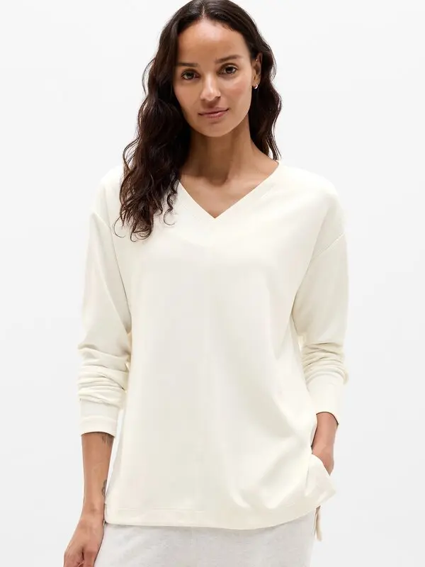 Athleta Seasoft V-neck Sweatshirt - Pearl