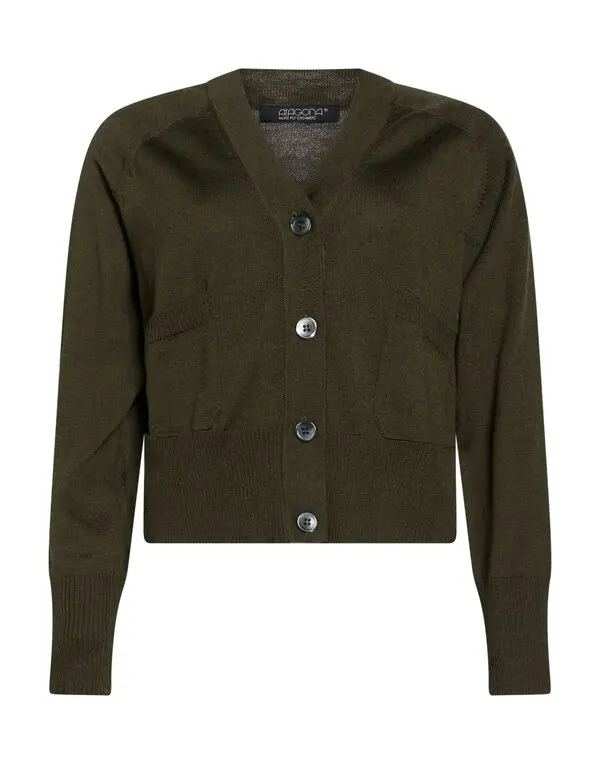 ARAGONA Lime Merino Wool Cardigan
