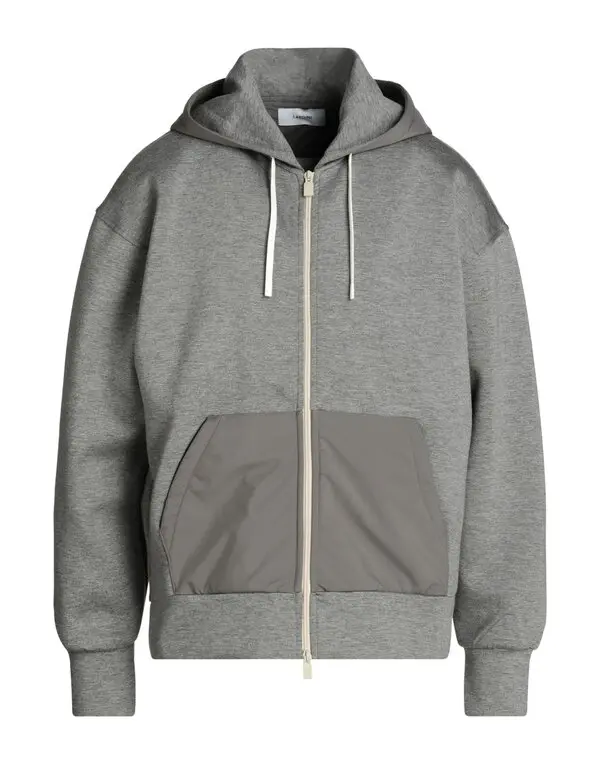 LARDINI Viscose And Elastane Zip-up Hooded Sweatshirt - Grey