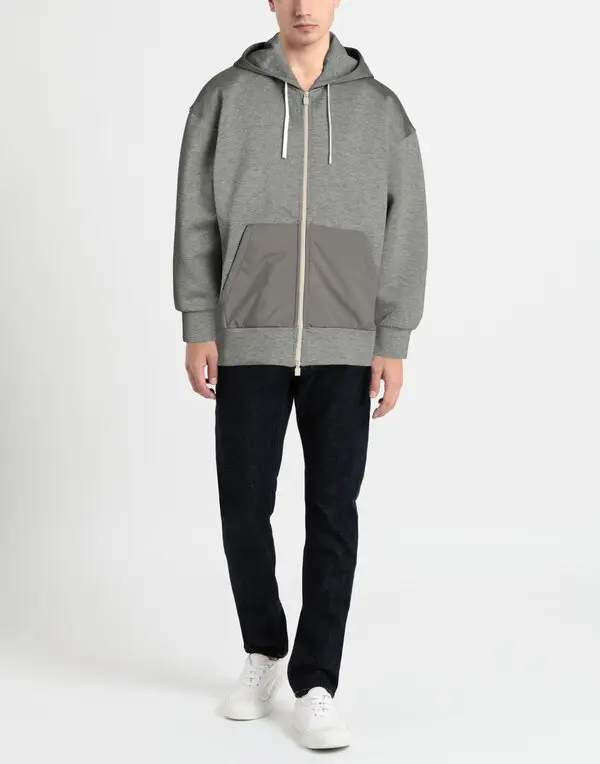LARDINI Viscose And Elastane Zip-up Hooded Sweatshirt - Grey