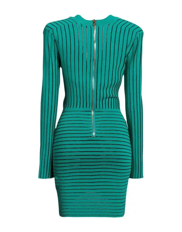 Balmain Mini Dress Emerald Size Viscose, Polyester