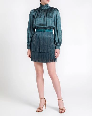 Elisabetta Franchi Multicolor Silk Blend Dress With Tassels - Deep Teal