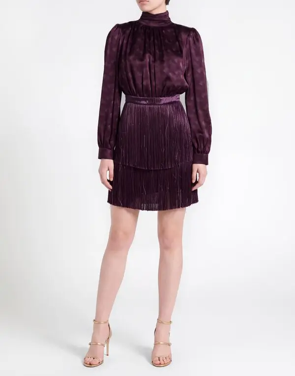 Elisabetta Franchi Multicolor Silk Blend Dress With Tassels - Plum