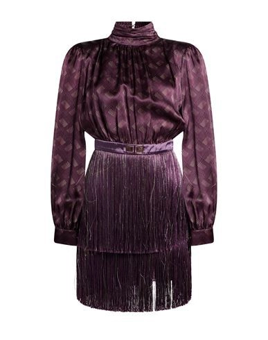 Elisabetta Franchi Mini Dress Plum Size Silk, Acetate, Viscose, Polyester - Purple