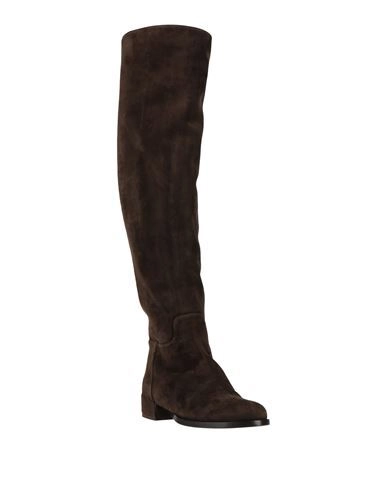 Dolce & Gabbana Dark Suede Knee High Boots With Logo Embellishment