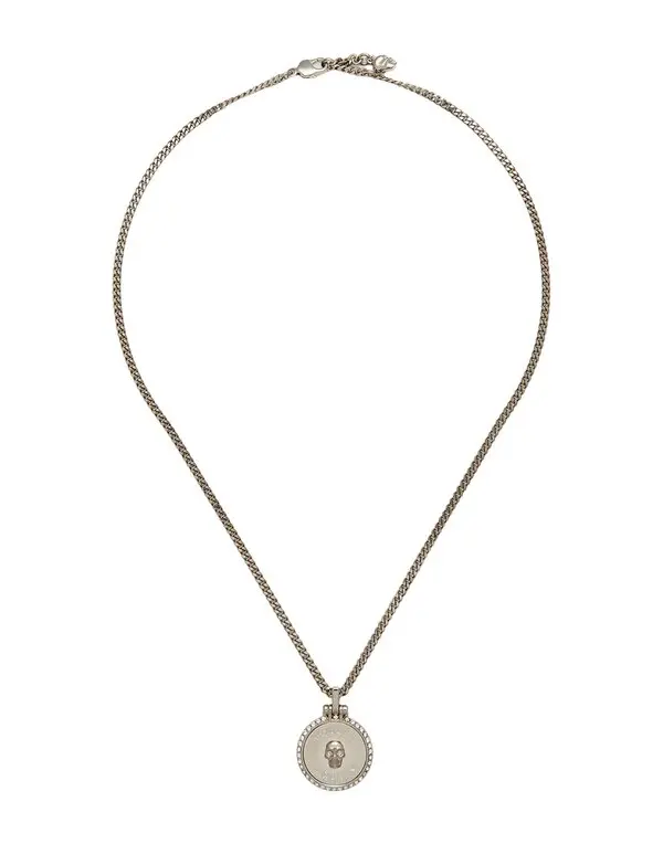 Alexander McQueen Metal Pendant Necklace With Logo Detail