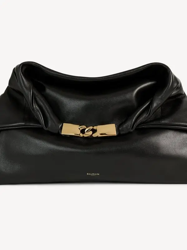 Balmain Dinner At 8 Medium Bag In Smooth Leather - Black