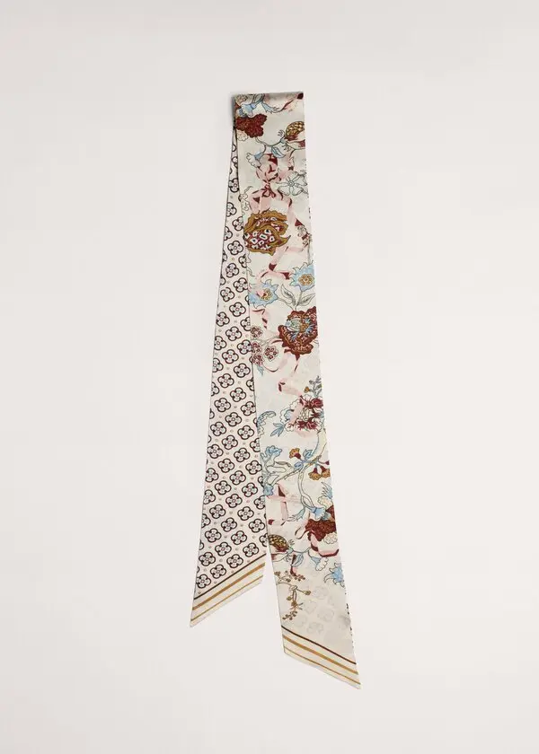 ME+EM Floral Garden Skinny Scarf - Cream Multi