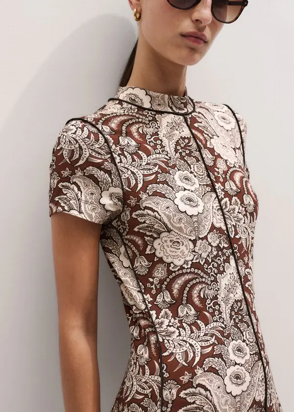 ME+EM Elaborate Botanical Print Short Sleeve Maxi Dress