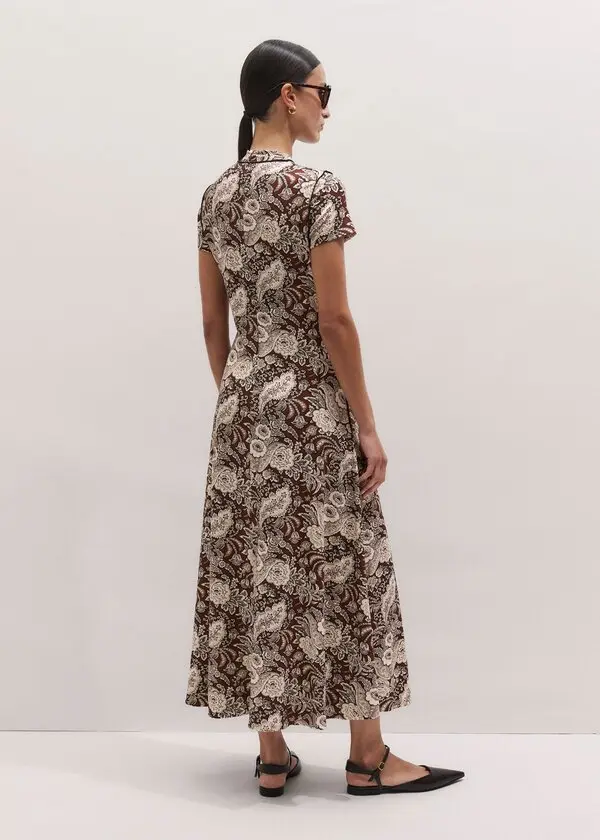 ME+EM Elaborate Botanical Print Short Sleeve Maxi Dress