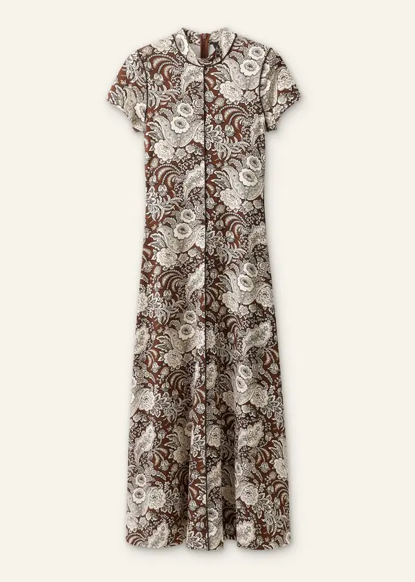 ME+EM Elaborate Botanical Print Short Sleeve Maxi Dress