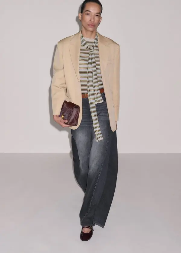 ME+EM Striped Slim Fit Knit Top With Tie Detail