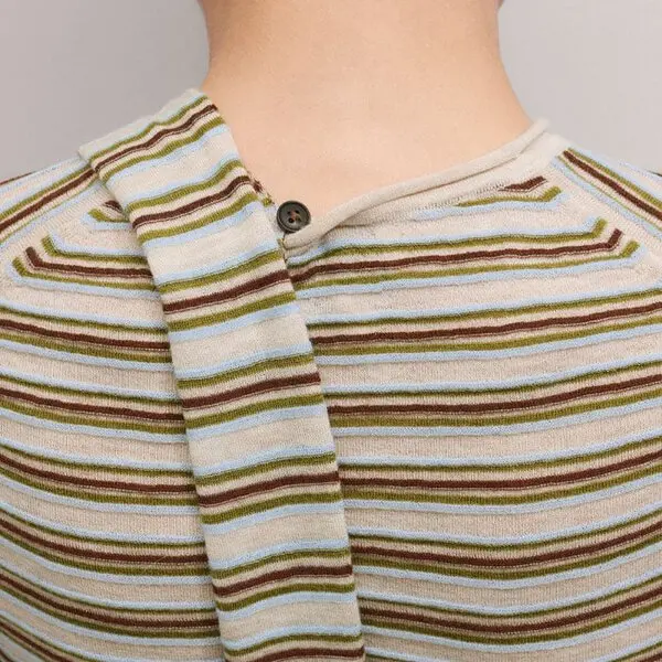 ME+EM Striped Slim Fit Knit Top With Tie Detail