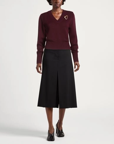 Alpha Studio Merino Wool V-neck Sweater With Brooch Detail - Red