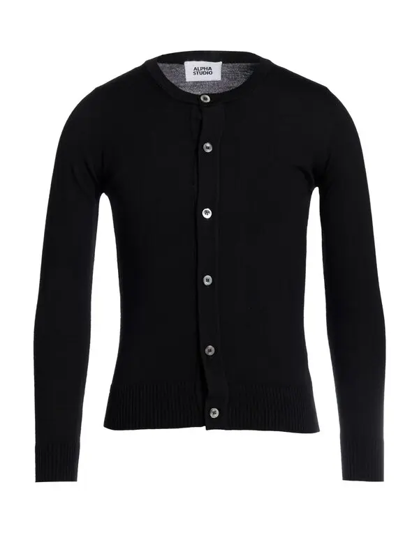 Alpha Studio Merino Wool Cardigan - Black