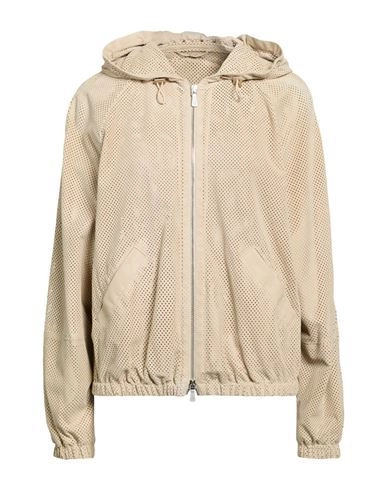 Eleventy Sand Lambskin Perforated Hooded Jacket