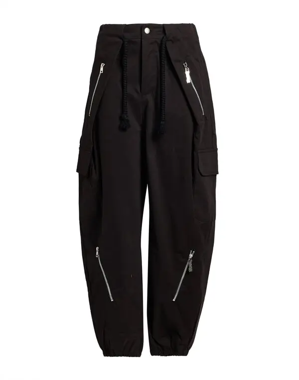 DISCLAIMER Pants Ivory Size Cotton, Elastane - Black