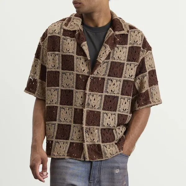 Amiri Ma Check Lace Camp Shirt