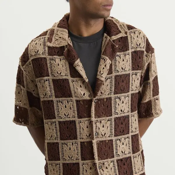 Amiri Ma Check Lace Camp Shirt