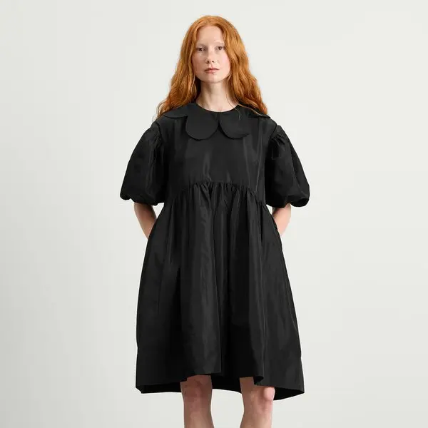Simone Rocha Mini Puff Sleeve Petal Collar Smock Dress