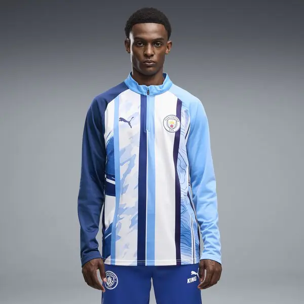 PUMA Manchester City Quarter-zip Warm-up Top - White
