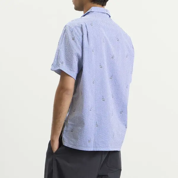 Polo Ralph Lauren Seersucker Sailboat Short Sleeve Shirt - Blue Stripe