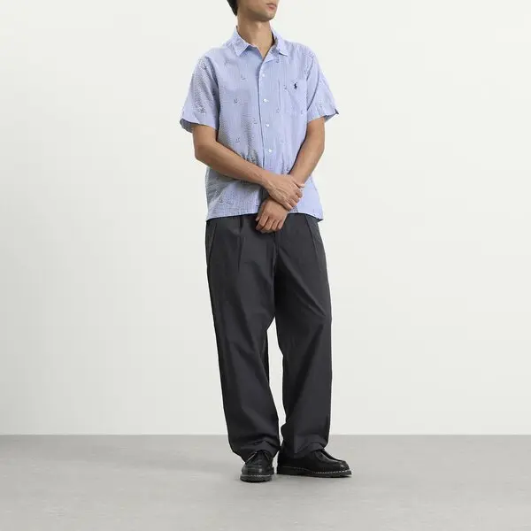 Polo Ralph Lauren Seersucker Sailboat Short Sleeve Shirt - Blue Stripe
