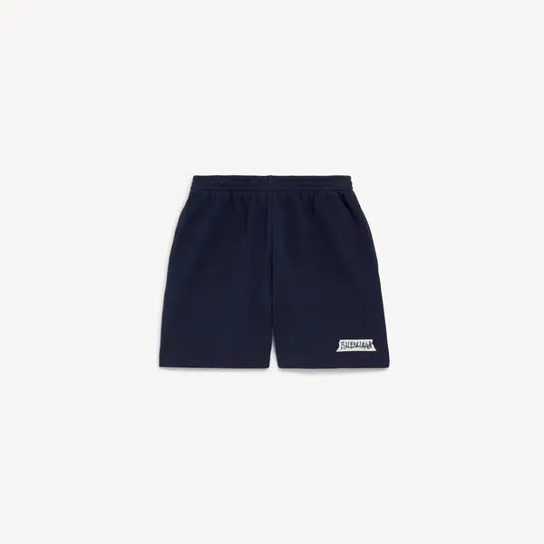 Balenciaga Masking Tape Regular Fit Shorts In Navy