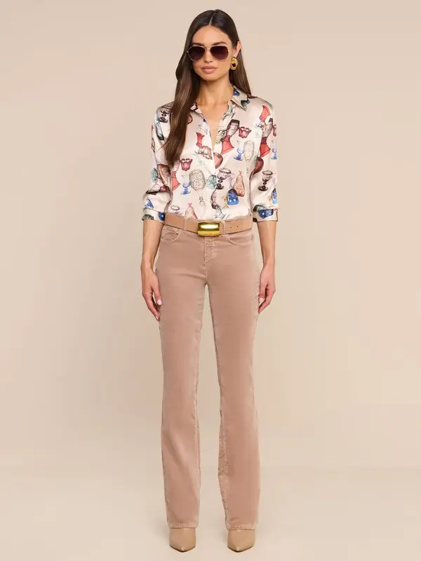 L'Agence Dani Silk Blouse With Vintage Glassware Print And 3/4 Sleeves