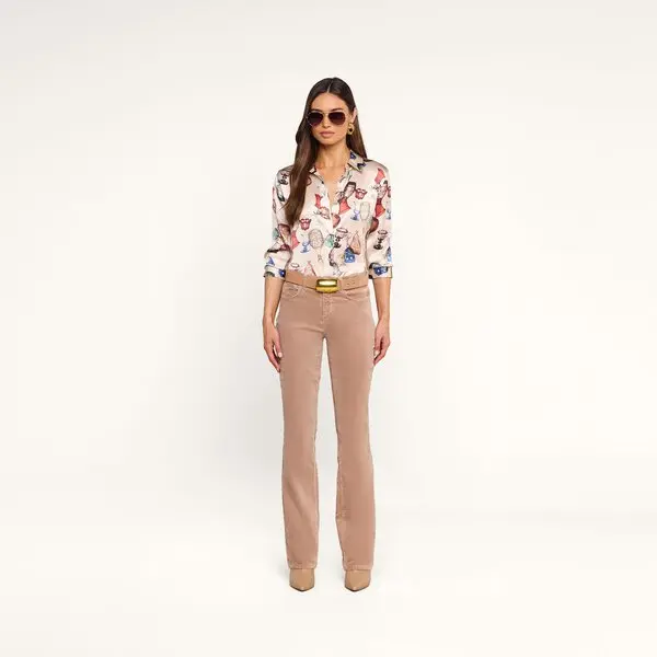 L'Agence Dani Silk Blouse With Vintage Glassware Print And 3/4 Sleeves - Ecru Multi Glassware