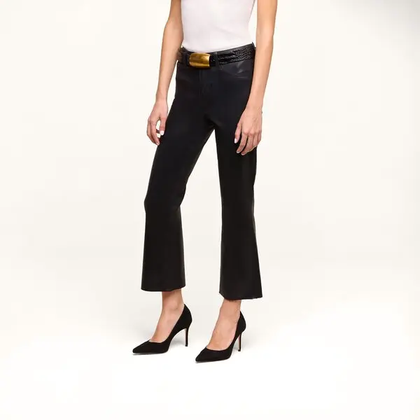 L'Agence Petite Kendra Coated Flare Jeans