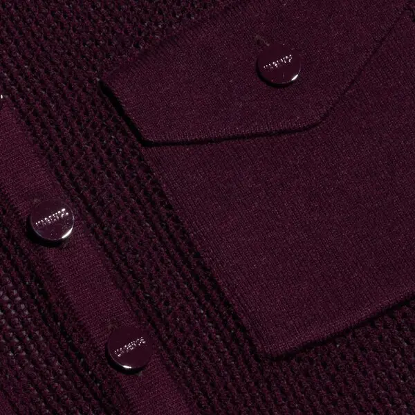 L'Agence Carine Pointelle Knit Polo Shirt - Deep Sangria