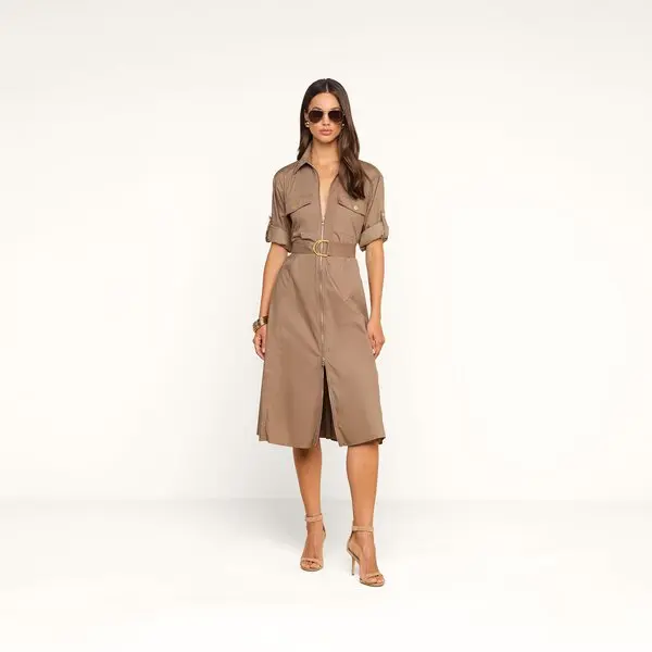 L'Agence Callen Zip-up Shirt Dress - Cardamom