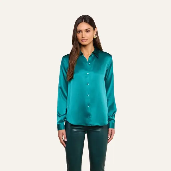 L'Agence Tyler Silk Blouse - Deep Jungle