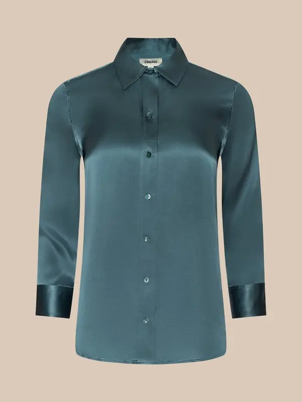 L'Agence Silk Blouse Top - Cadet Blue
