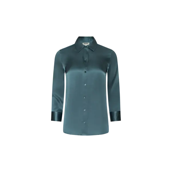 L'Agence Silk Blouse Top - Cadet Blue