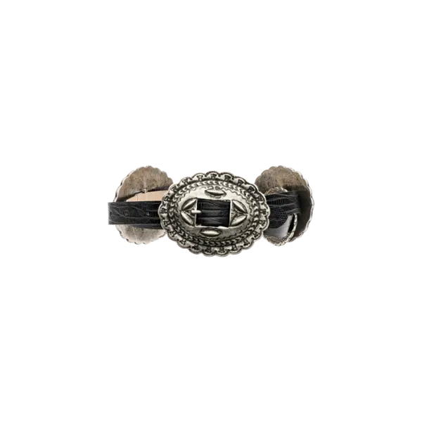 L'Agence Rocha Embossed Leather Belt - Black Lizard Embossed