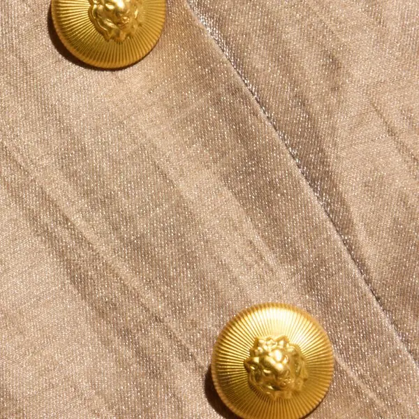 L'Agence Inez Cropped Blazer With Peak Lapels And Gold Button Detail - Latte/gold