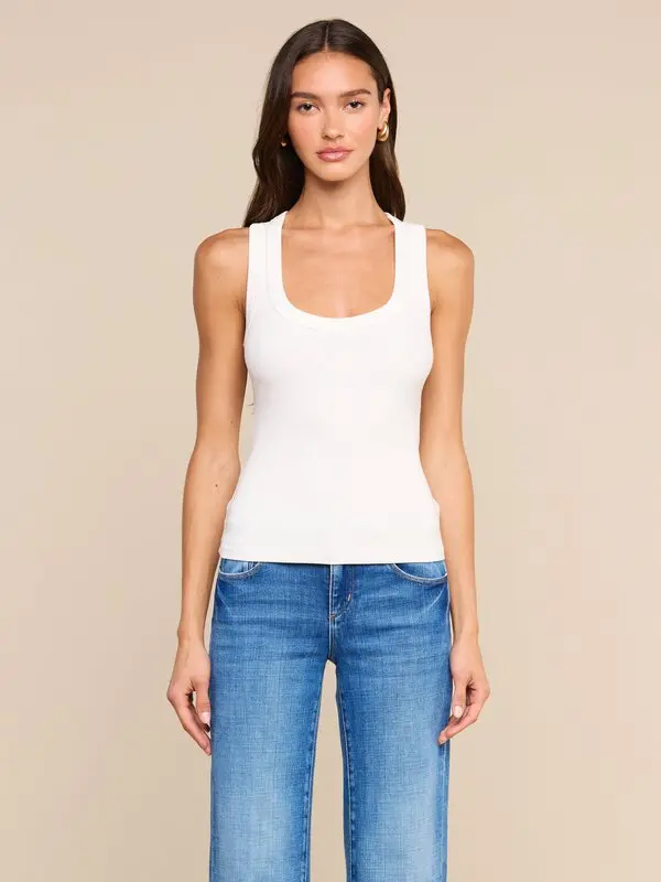 L'Agence Shania Ribbed Racerback Tank Top - White